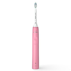 Philips Sonicare 4100 Rechargeable Electric Toothbrush, with Pressure Sensor, 2 Intensity Settings, SmarTimer and QuadPacer, 14-Day Battery Life, Deep Pink, Model HX3681/26