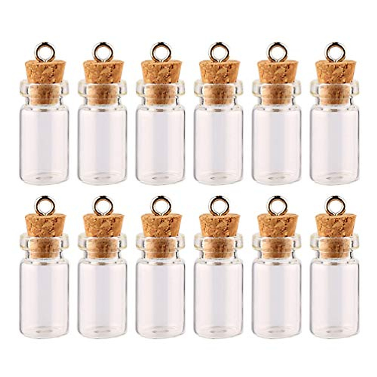 EXCEART 50pcs Mini Wish Bottle 1.5ml Wood Cork Wishing Jars Glass Bottle Charms for Jewelry Making Decorative Tiny Bottle Vials for DIY Crafts