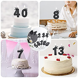 3inch Birthday Number Candle, 3D Candle Cake Topper with Crown Cake Numeral Candles Black Number Candles for Birthday Anniversary Parties (Number 1)
