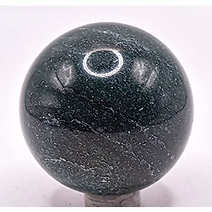 45mm 155g Dark Green Jade Nephrite Sphere Polished Natural Gemstone Crystal Mineral Collectible Ball - India + Stand