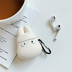 Rertnocnf Compatible with Earbuds Case Airpods 1 & 2, Cute Fun Cartoon Animal Cross-Eyed Totoro Design Creative Wireless Earphone Cover Soft Silicone Anti-Scratch Shockproof Protector with Keychain