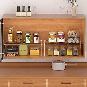 GEDLIRE Kitchen Cabinet Shelf Organizer Set of 4, Medium (13 x 9.4 inch) Metal Wire Pantry Storage Shelves, Dish Plate Racks for Cabinets, Freezer, Counter, Cupboard Organizers and Storage, Chrome