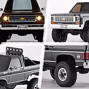 FMS 1/24 RC Crawler Officially Licensed Chevy K5 Blazer RC Car FCX24 RTR RC Pickup Truck SUV 4WD 2.4GHz Hobby RC Model 8km/h Mini Car RC Off-Road Remote Control Car (Black)