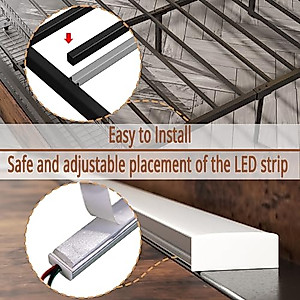 LIKIMIO Queen Bed Frame, with Storage Headboard, Drawers, LED Light, Charging Station, Sturdy, Noiseless, No Need Box Spring, Easy to Assemble