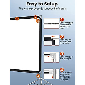 Projector Screen and Stand - Velcolt Portable Video Projection Screen 120 inch, 16:9 4K HD Rear Front Foldable Outdoor Movie Screen with Carry Bag for Indoor Outdoor Home Theater Backyard Camping