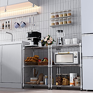 MZG 450 lbs Wire Storage Shelving 3-Tier Utility Shelving Unit Steel Organizer Wire Rack for Home,Kitchen,Office,Chrome(11.8" D x 17.7" W x 26.3" H)