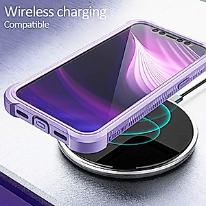 Dexnor Clear Case Compatible with iPhone 12 Mini Case with Screen Protector Rugged Full Body Protective Shockproof Hard Defender Heavy Duty Cover TPU Bumper Case for iPhone 12 Mini 5.4 inch, Purple