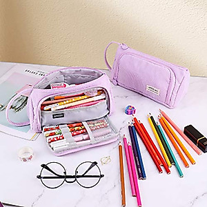 iSuperb Big Capacity Pencil Case Corduroy Large Pencil Pouch Portable Pen Bag Zipper Stationery Organizer Makeup Cosmetic Bags for Women Office