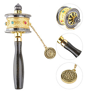 01 02 015 Buddhist Prayer Wheel, Durable Brass Tibetan Prayer Wheel for Religion Gifts for Decoration(Gold)
