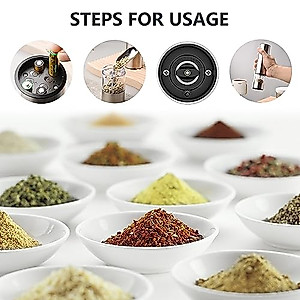 Electric Salt and Pepper Shakers 2 Set,Battery Operated Salt and Pepper Grinder Set Battery Powered with LED Light, Electric Pepper and Salt Grinder Mill & Reffiable Adjustable Coarseness