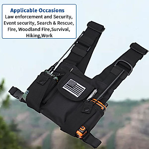 MANGEMA Radio Shoulder Holster Chest Harness Holder Vest Rig for Universal Two Way Radio Chest Front Pack Pouch Walkie Talkie Case with Front Pouches for Kenwood Retevis Baofeng UV5R F8HP UV82