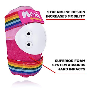 187 Killer Pads Moxi Skate Knee Pads, Elbow Pads, and Wrist Guards, Six Piece Pad Set, Pink, Junior