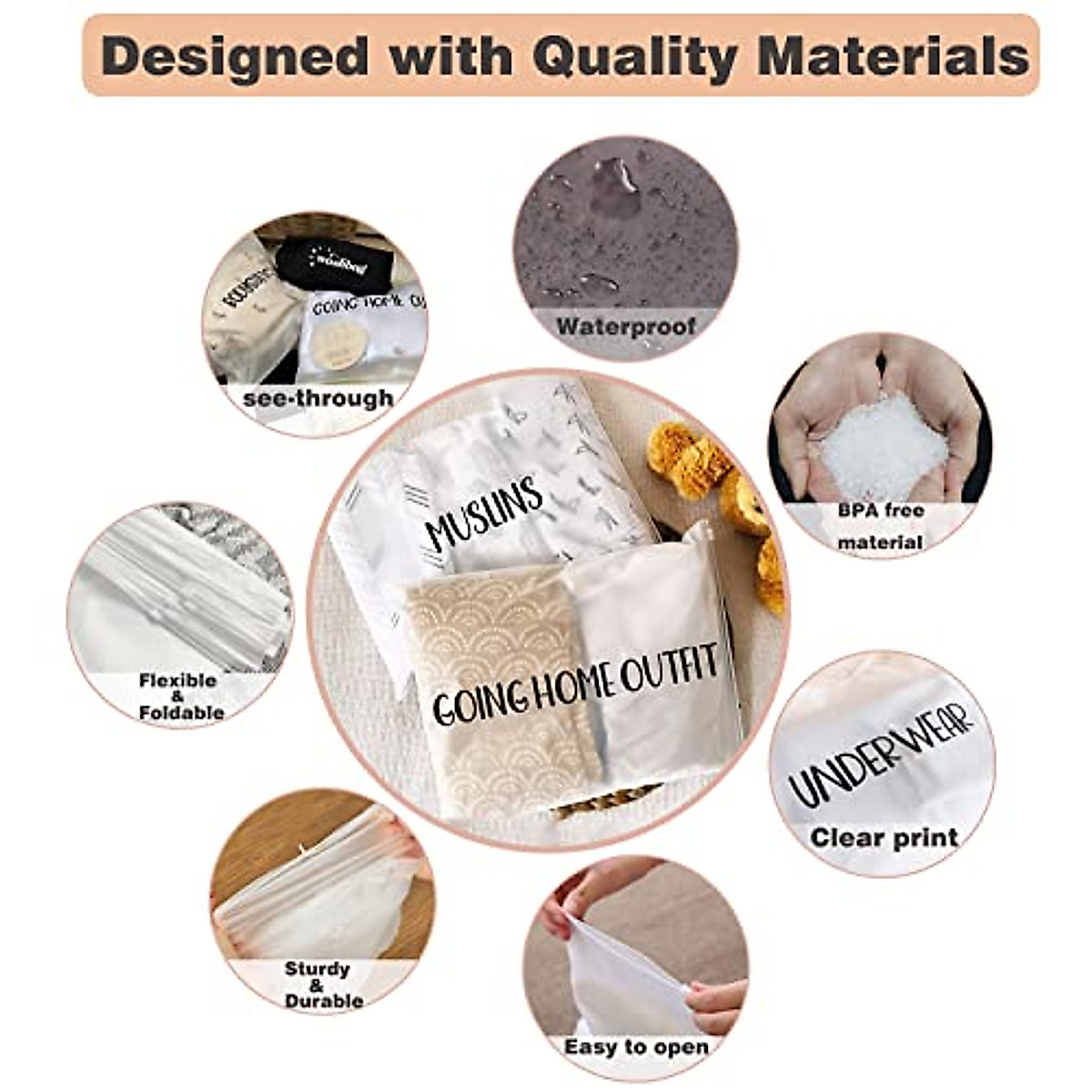 15 Pack Hospital Bags for Labor and Delivery,11 x 14 Inch Maternity Hospital Bag Essentials for Mommy Dad Newborn Baby,Diaper Bag Organizing Pouches Resealable Frosted Pre Packed Bag for First Time New Mom Must Haves