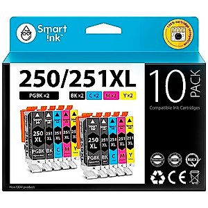 Smart Ink Compatible Ink Cartridge Replacement for Canon PGI-250XL CLI-251XL PGI 250 CLI 251 XL to use with PIXMA MX722 MX922 iP7220 iX6820 MG5420 MG5422 MG5520 MG5522 (PGBK & BK/C/M/Y Combo Pack)