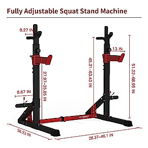 HARISON Multifunction Squat Rack with Adjustable Weight Bench, Heavy Duty Barbell Rack with Pull Up Bar Station for Home Gym