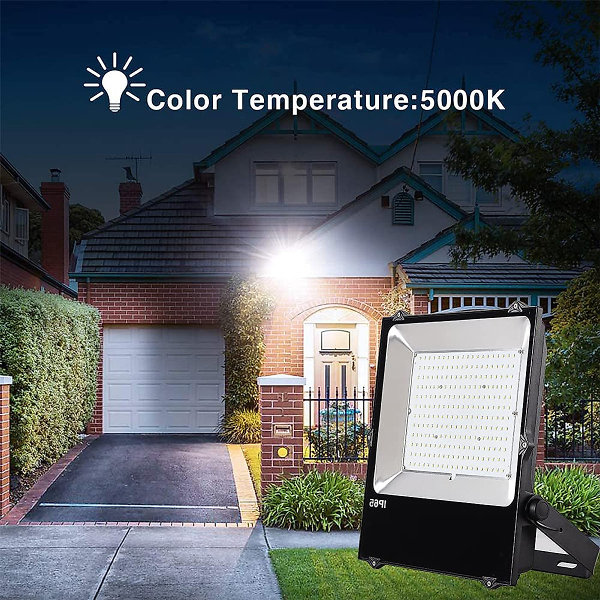 OSTEK 150W LED Flood Light, 21000LM Outdoor Commercial Lighting IP65 Waterproof，450W HPS Equivalent, Daylight 5000K, Security Floodlight for Home, Backyard, Patio, Garden ETL DLC (150)