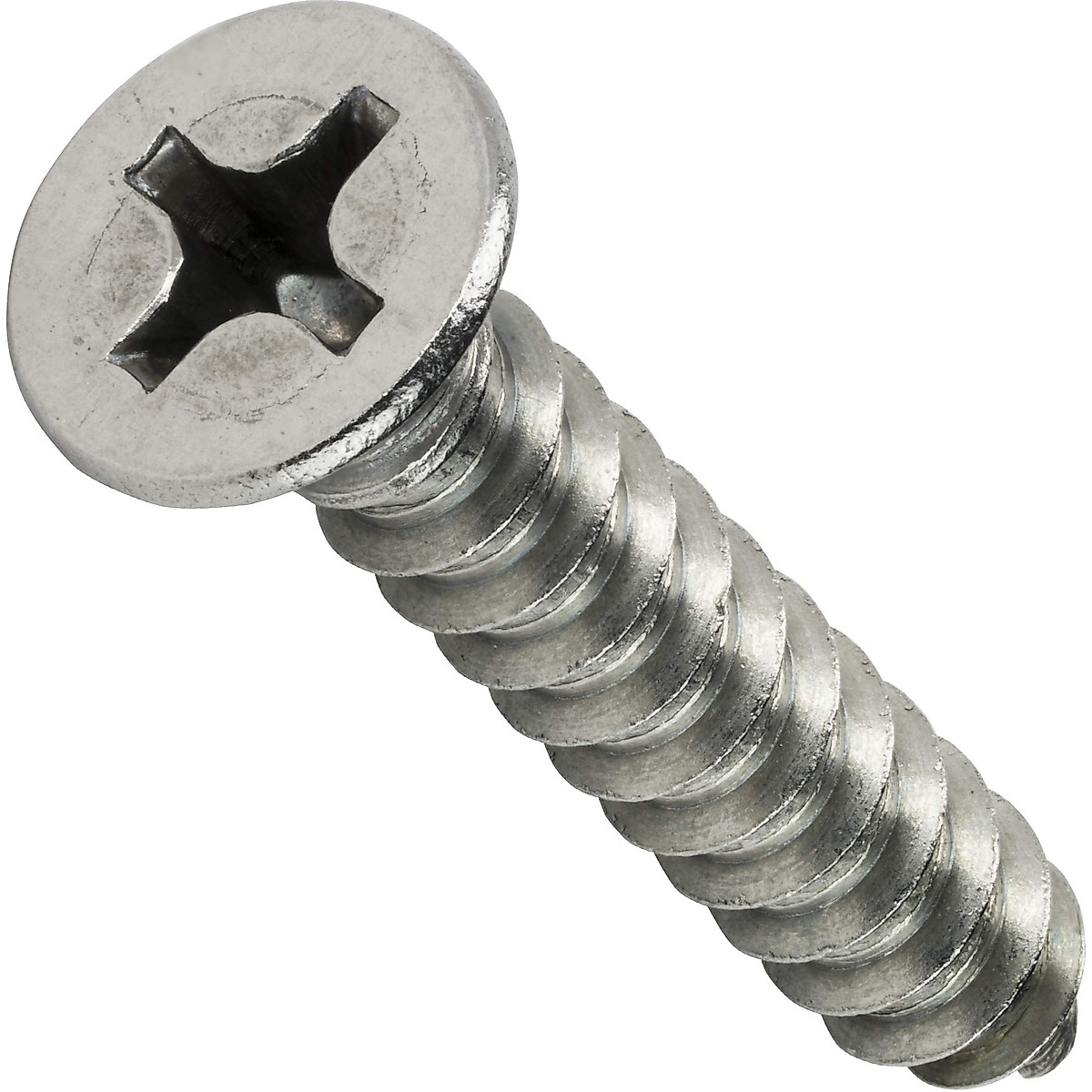 #6 x 2" Flat Head Sheet Metal Screws, Phillips Drive, Stainless Steel 18-8, Full Thread, Bright Finish, Self-Tapping, Quantity 50 by Fastenere