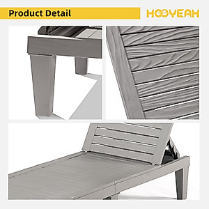 HOOYEAH Outdoor Chaise Lounge 2PCS, Adjustable Pool Lounge Chair with 5 Positions Backrest, Waterproof Sun Loungers, Durable Chair for Pool Beach Patio Garden Deck Sunbathing,Grey
