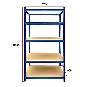 YouseaHome 5 Tier Garage Shelving Units ,Heavy Duty Racking,148H x 70W x 30D,Shelves for Storage 5 Bay,Capacity 150KG,for Workshop, Shed, Office,Blue