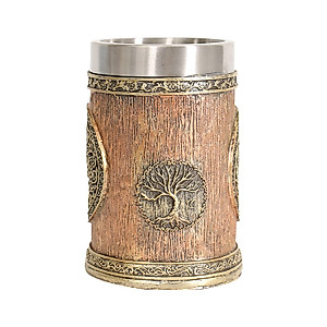 Ottalent 18fl oz Nordic Mythology World Tree Yggdrasil Beer Stein Mug, Stainless Steel TheTree of Life Coffee Drink Cup for Men and Father’s Day Gift 600ml