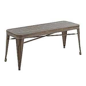 LumiSource Oregon Bench with Antique Metal and Espresso Bamboo BC-OR BKLS ANE