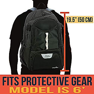 Athletico Turf Lacrosse Bag - Extra Large Lacrosse Backpack - Holds All Lacrosse or Field Hockey Equipment - Two Stick Holders and Separate Cleats Compartment (Black)