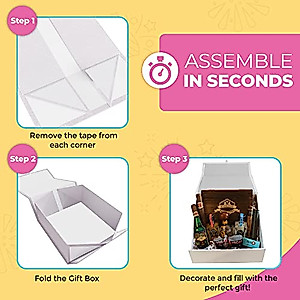 kiniu 5 Glitter Gift Boxes with Lids Bulk 9.25x9.25x3.75 Inches - Collapsible Gift Box with Lid and Tissue Paper - Magnetic Boxes for Gifts, Groomsman Box Proposal, Wedding, Birthday, Christmas (Glitter)