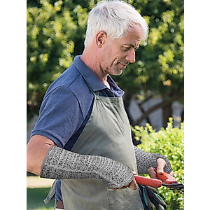 SATINIOR 2 Pairs Cut Resistant Sleeves Protective Arm Sleeves Safety Arms Protection Sleeves with Thumb Hole,for Garden Kitchen (Black, Gray), Medium