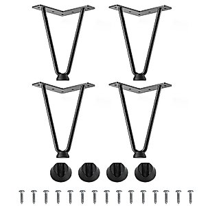 HOOSHEE 6 Inch Hairpin Furniture Legs(900Lb),Solid Metal Hairpin Table Legs,Heavy Duty Table Legs,DIY Projects for TV Stand, Cabinet, Coffee Table, Desk etc with Rubber Floor Protectors Black 4Pcs