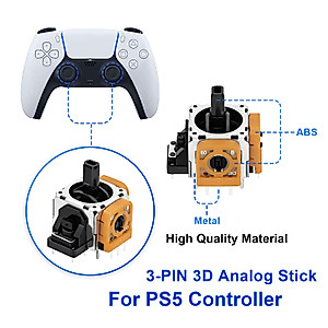 Mcbazel 7 in 1 Joystick Repair Kit for PS5 Controller, 3D Analog Joystick Thumb Sticks Replacement Thumb Caps Grips with Screwdriver and Prying Tools Compatible with PlayStation 5 Controllers