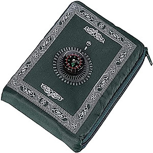Hitopin Travel Prayer Mat, 60cm*100cm Praying Rug, Portable Polyester Prayer Rug with Compass, Islamic Waterproof Prayer Mat, Muslim Prayer Mat, for Ramadan Gifts, Islamic Prayer (Green)