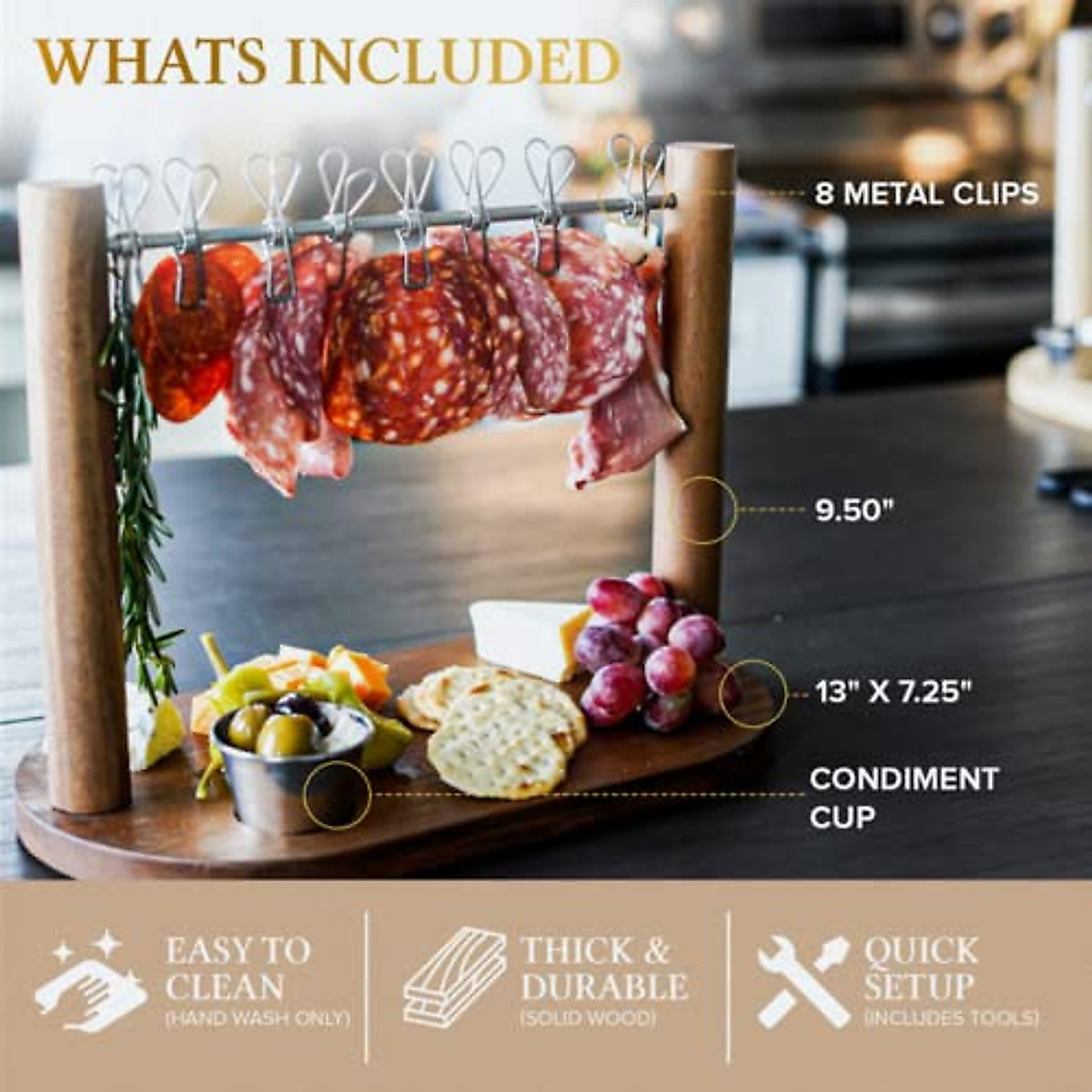 Bacon Serving Dishes for Entertaining - Pack of 1 Wooden Bacon Display for Men Who Have Everything or House Warming Gifts New Home - Unique Gifts for Dad