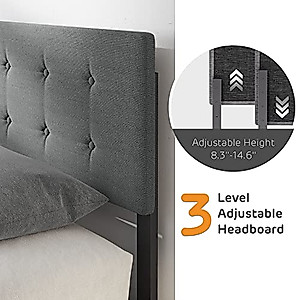 IDEALHOUSE Full Bed Frame with 4 Storage Drawers and Adjustable Headboard,Modern Grey Upholstered Bed