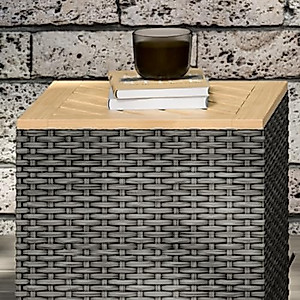 Homestyles Boca Raton Outdoor Side Table, Grey/Brown