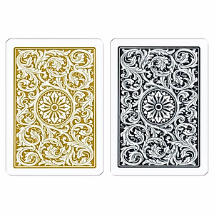Copag 1546 Design 100% Plastic Playing Cards, Poker Size (Standard) Black/Gold (Regular Index, 1 Set)