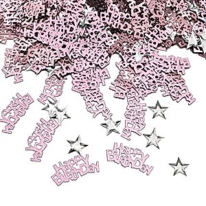 Andiker Table Confetti, 60g Happy Birthday Confetti Metallic Table Scatter for Birthday Party Decoration (Pink Gold)