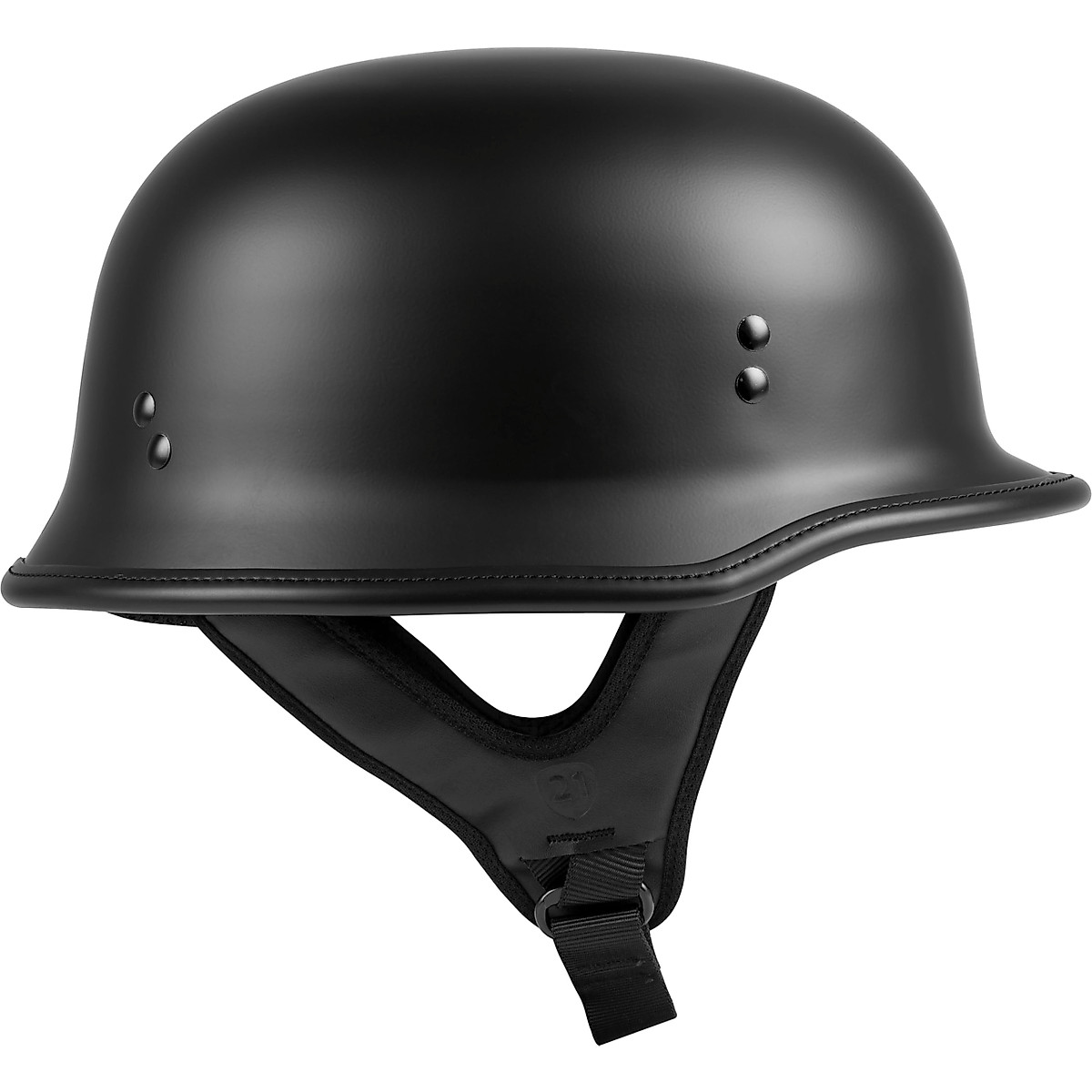 HIGHWAY 21 9-Millimeter German Beanie Helmet, Half Shell Motorcycle Gear, Black Safety Head Cover, Dual D-Ring Chinstrap