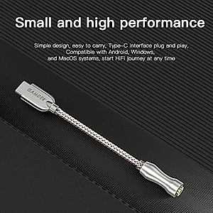 GAMDER USB Type C to 3.5MM DSD128 32bit/384KHz CS46L41 + SA9302L Hi-Fi Dual Audio Chip Decoder Headphone Amplifier Adapter DAC for Android Phone Windows 10 MAC