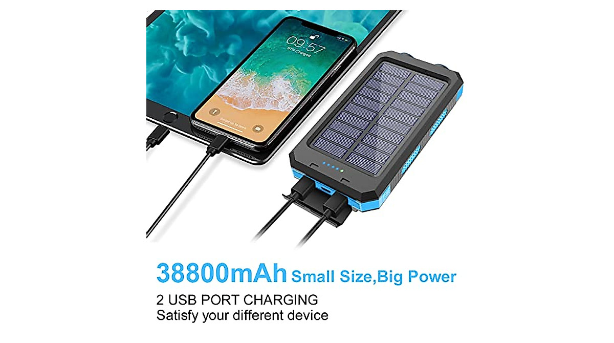 Solar Charger Power Bank 38800mAh | Portable Fast Charger & Emergency Tool