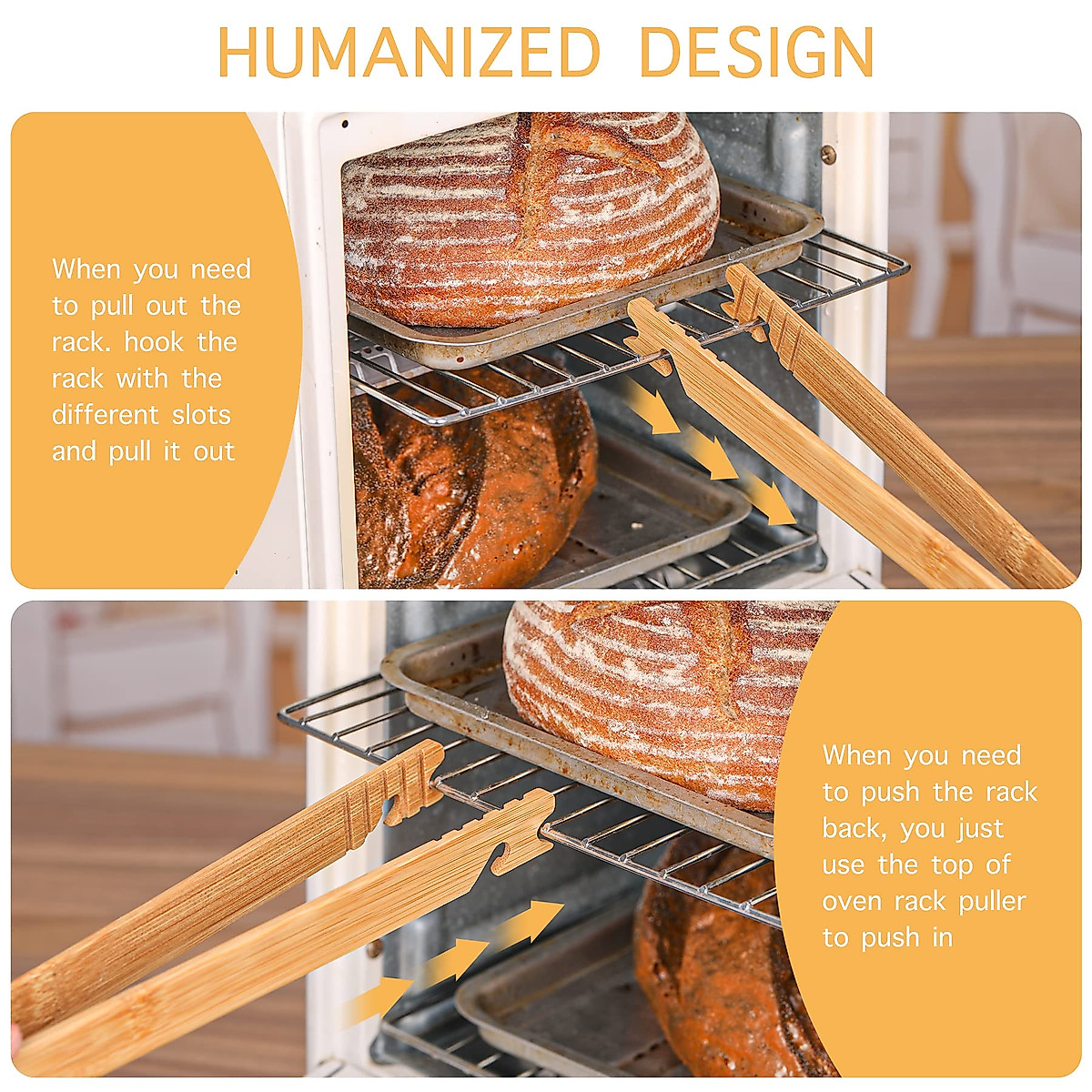 Recsrdce （11 inches Oven Rack Puller， bamboo cooking tongs, Salad pliers，toaster tongs）and（8inches Cream spatula,mini serrated knif,Wooden handle/Stainless steel spatula blade ）