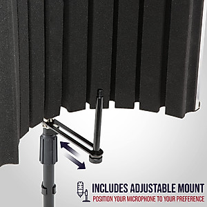 LyxPro VRI-30 Sound Absorbing and Vocal Booth Recording Microphone Isolation Shield Panel for Home Office and Studio Portable & Foldable Stand Mount Adjustable