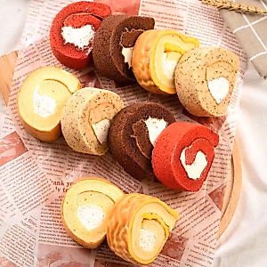 HLCM Silicone Swiss Roll Cake Mat - 2Pcs Silicone Baking Mat, Jelly Roll Pan, Non-Stick Silicone Mat with Lip, Easy to Clean Silicone Pastry Mat, Great for Swiss Roll, Pastry, Jelly, Cookies (Red)