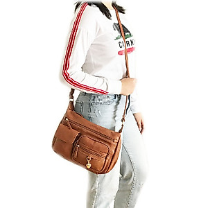 Zzfab Front Pockets side Locking Concealed Carry Purse for Women Small CCW Crossbody Bag Brown