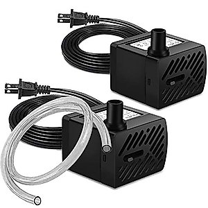 PULACO 2Pcs Mini Fountain Pump ( 50GPH 3W), Ultra Quiet Submersible Water Pump for Aquarium, Small Fish Tank, Pet Water Fountain, Tabletop Fountains, Water gardens and Hydroponic Systems