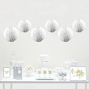 Andaz Press Hanging Lace Lanterns Decorations, Real Lace Fabric, 8-inch and 10-inch, 2-Pack, for Burlap and Lace Theme Wedding Bridal Baby Shower 1st Birthday Party Supplies Girl Nursery Decor