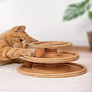 7 Ruby Road Cat Ball Track Toy 100% Natural Sustainable Wood Interactive Cat Toy - Interactive Indoor Cats Toy for When You are Away - Self Play Interactive Cat Toy for Indoor Cats Toy Ball Track