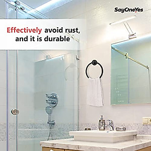 Sayoneyes Matte Black Towel Ring - Premium Quality SUS304 Stainless Steel Rust Proof Hand Towel Holder – Heavy Duty Round Towel Holder for Bathroom Wall Mounted