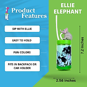 SIP WITH ME Zoo Elephant Cup, Kids Water Bottle, Toddler Cups, Tumbler with Lid and Straw, Travel Sippy Cup for Water or Milk, Kids Cups with Lids for Toddlers 3 and Up, BPA Free Plastic, 12 oz