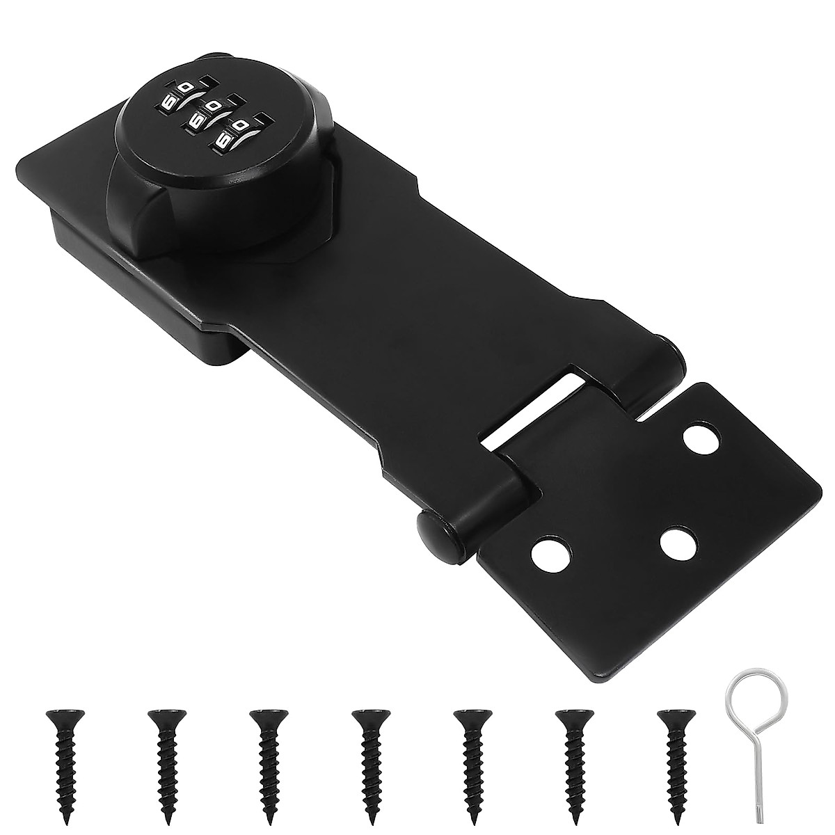 Suiwotin 1pc Hasp Lock Latch with Password Lock, Cabinet Hasp Latch Lock, Metal Security Lock Hasp for Small Door, Cabinet Door, Closet Door (Black)