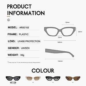 Allarallvr Rectangle Cat Eye Thin Sunglasses for Women 90s Retro Trendy Y2K Aesthetic Vintage Square Small Shades AR82152